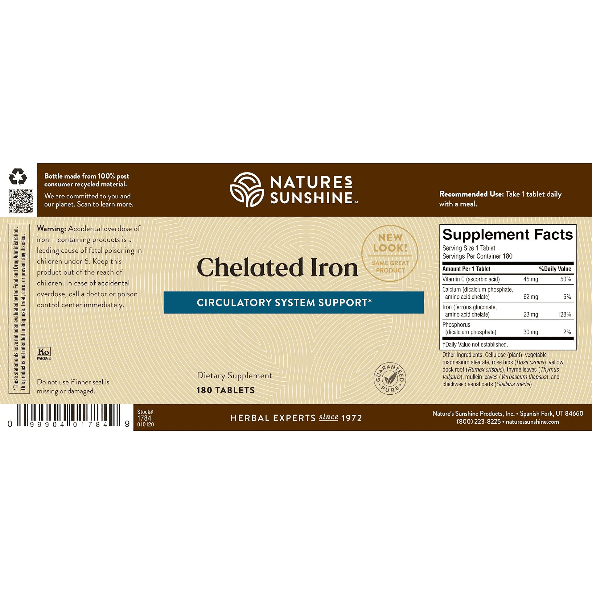 Iron, Chelated (180 tabs) (ko)